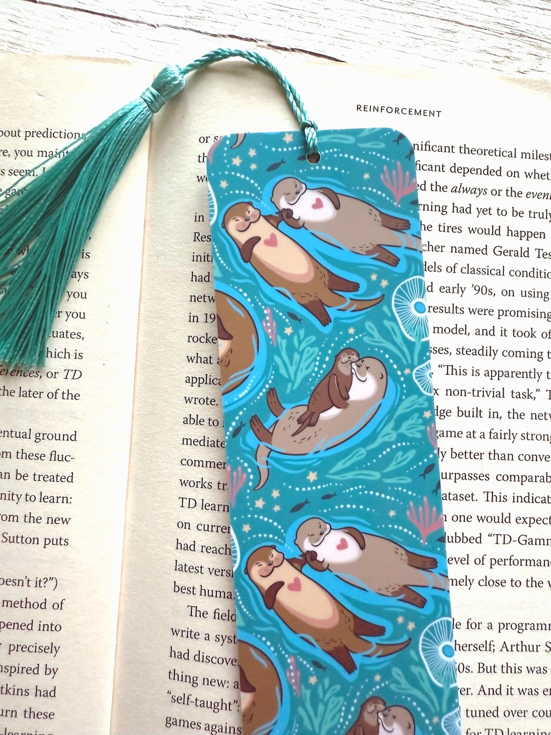 Otters in Love Bookmark With Tassel, Double-sided, Laminated, Otter ...