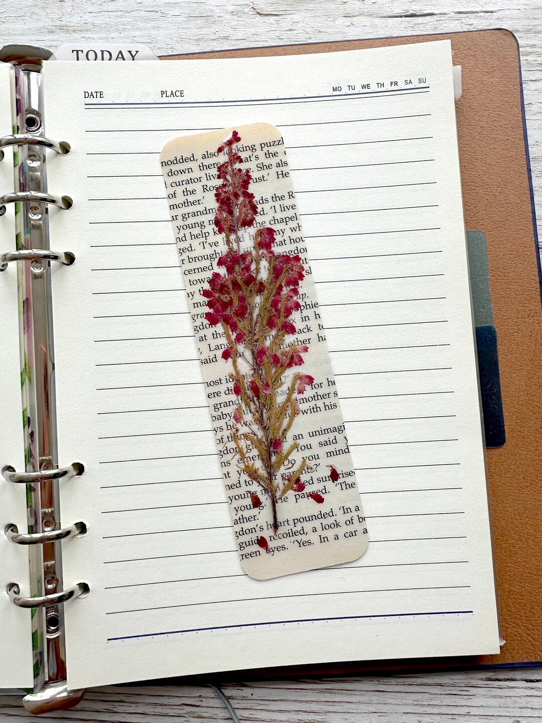 Heather Bookmark With a Book-page Backgroung, Real Dried Flowers ...