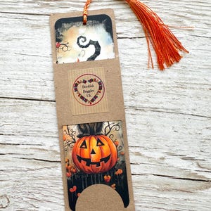 Black Cat and Pumpkin Bookmark, Double-sided, Laminated, Halloween ...