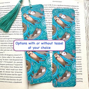 Otters in Love Bookmark With Tassel, Double-sided, Laminated, Otter ...
