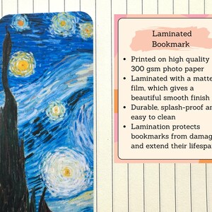 Van Gogh Starry Night Bookmark, Double-sided, Laminated, Book Lover ...