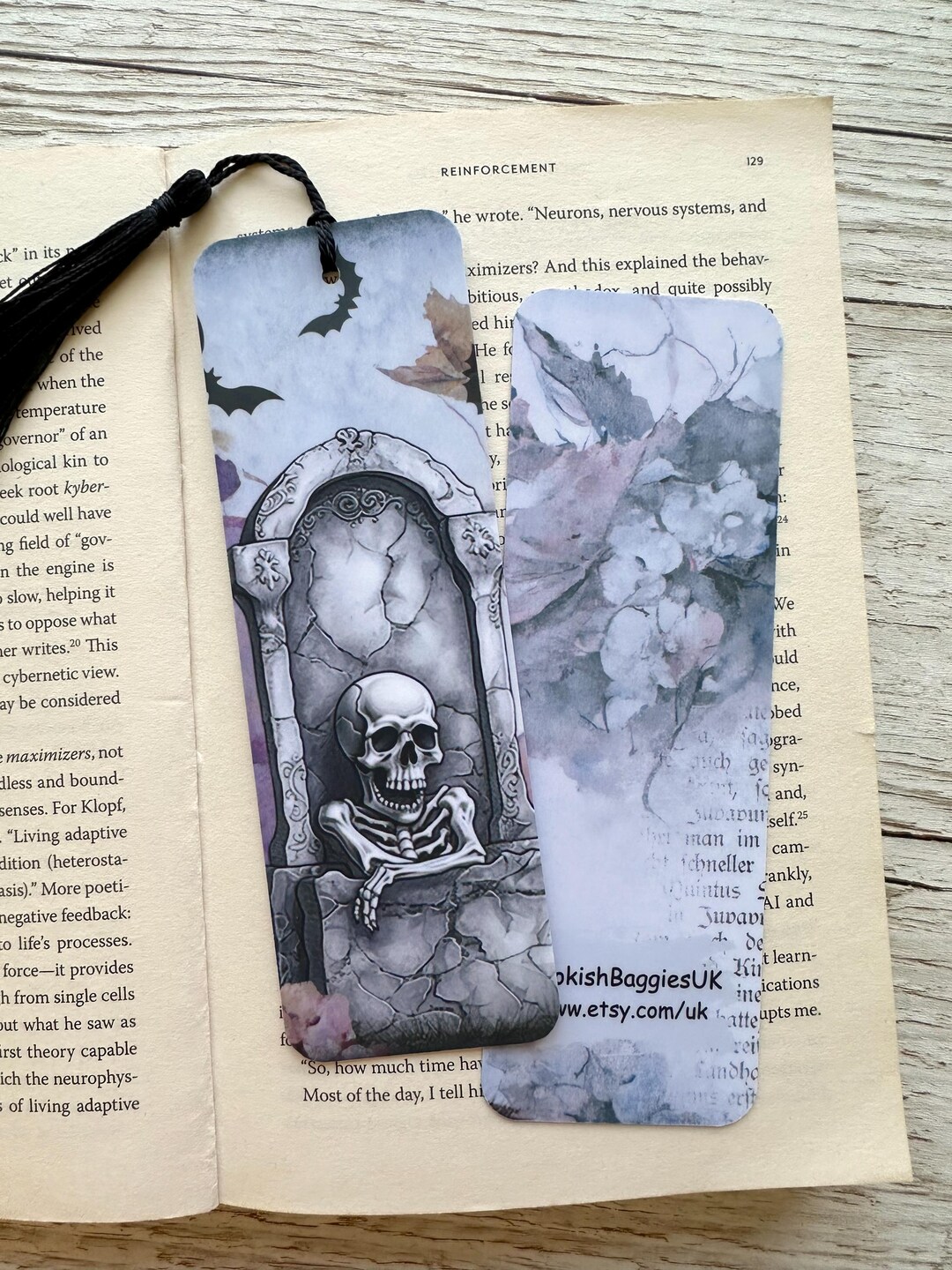 Skeleton and Gravestone Bookmark, Double-sided, Laminated, Halloween ...
