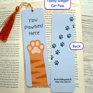 Cat Paw Bookmark You Pawsed Here, Double-sided, Laminated, Cat Lover ...