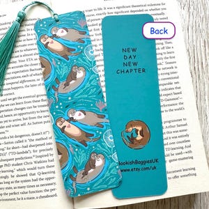 Otters in Love Bookmark With Tassel, Double-sided, Laminated, Otter ...