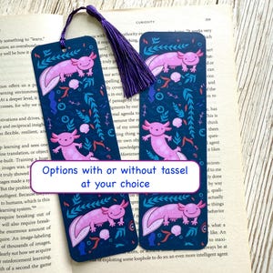 Pink Axolotl Double-sided Laminated Bookmark, Unique Bookmarks, Book ...