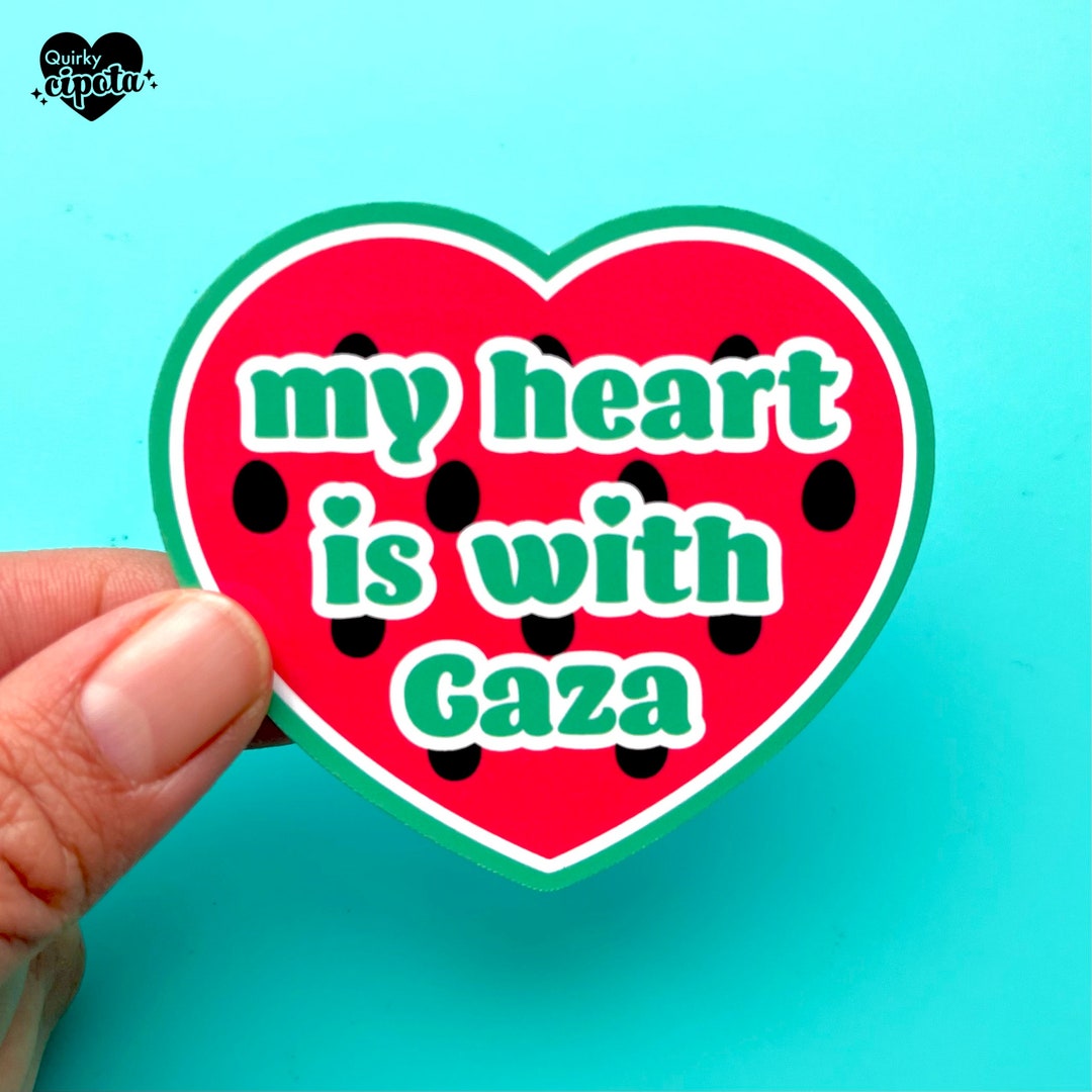 My Heart is With Gaza Sandía Heart Watermelon Sticker Palestine Sticker ...