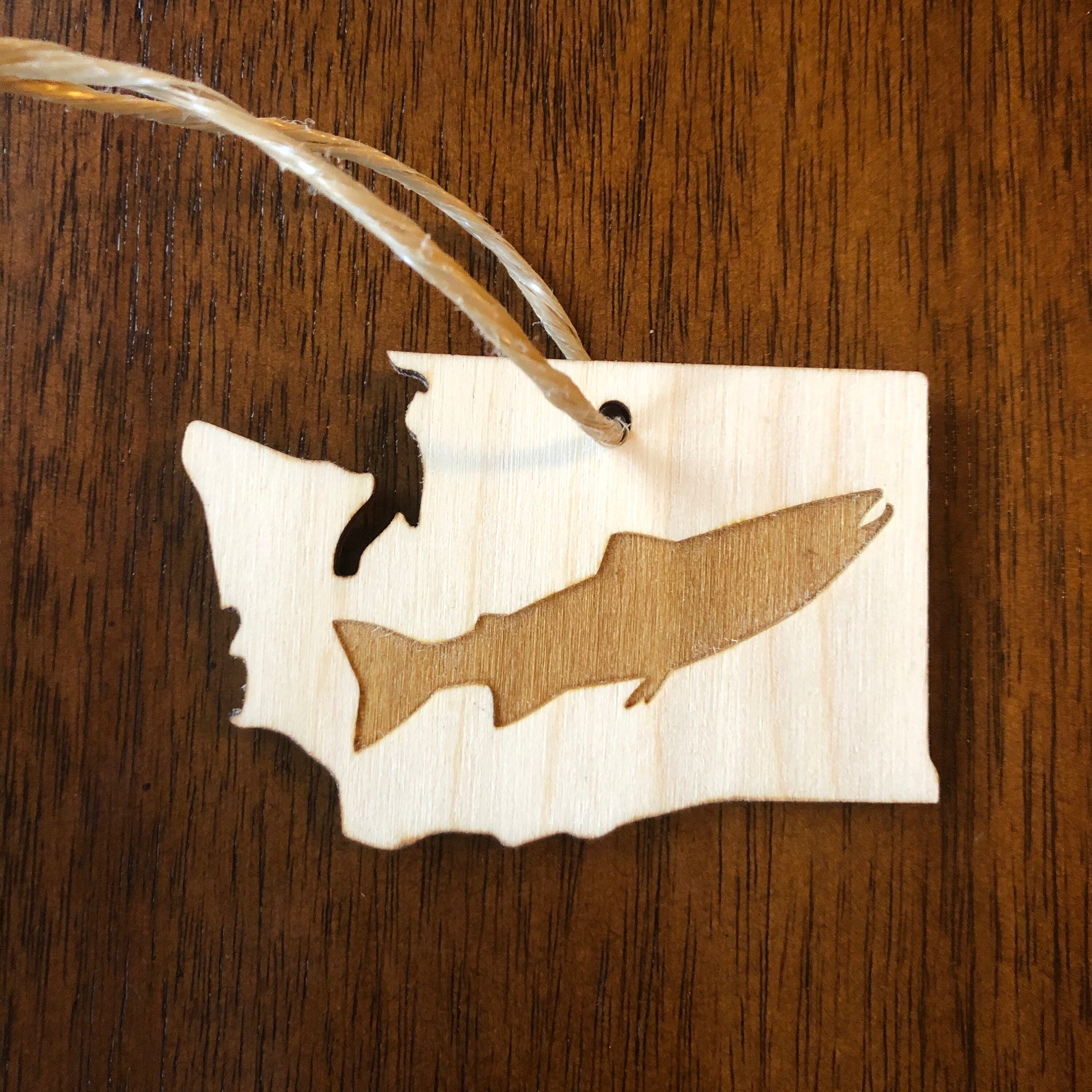 Washington State Wood Ornaments - Salmon, Home and Sasquatch - Etsy