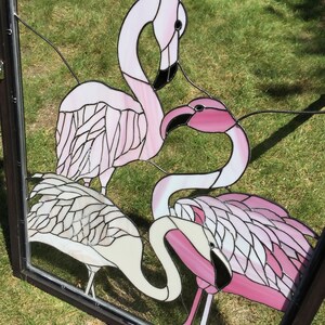 Stained Glass Flamingo Window Panel - Etsy