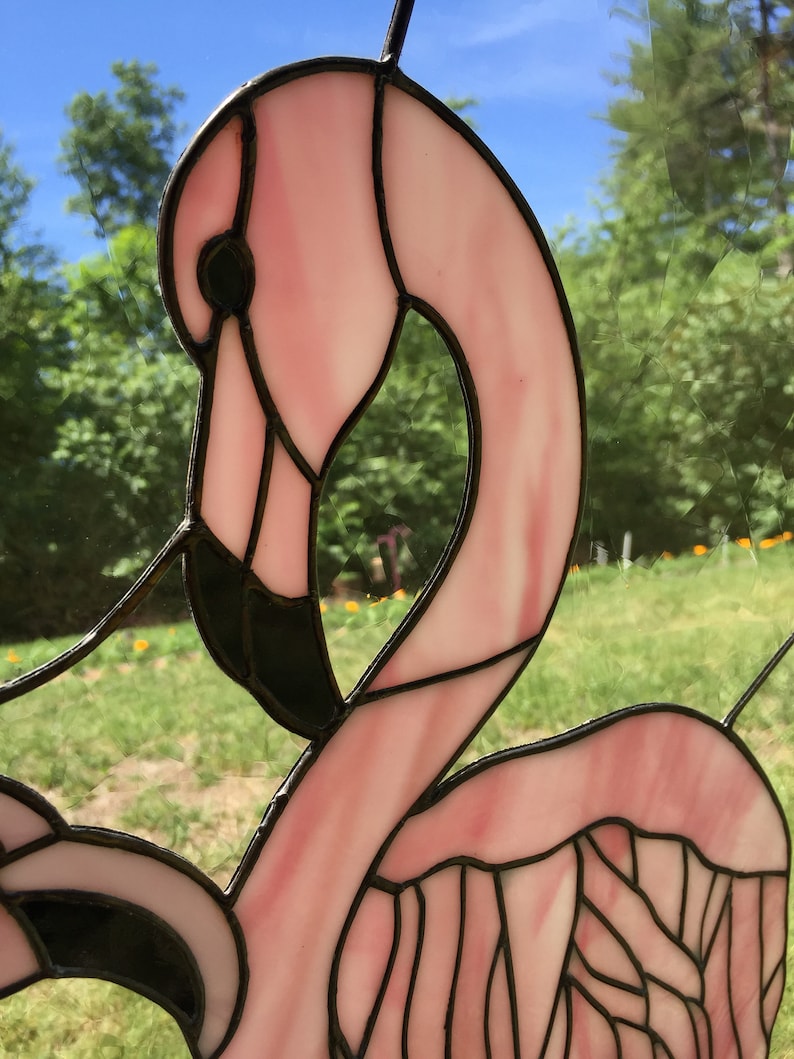 Stained Glass Flamingo Window Panel - Etsy