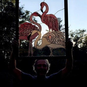 Stained Glass Flamingo Window Panel - Etsy