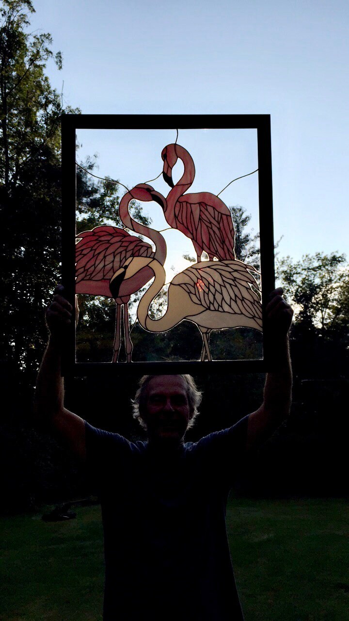 Stained Glass Flamingo Window Panel - Etsy