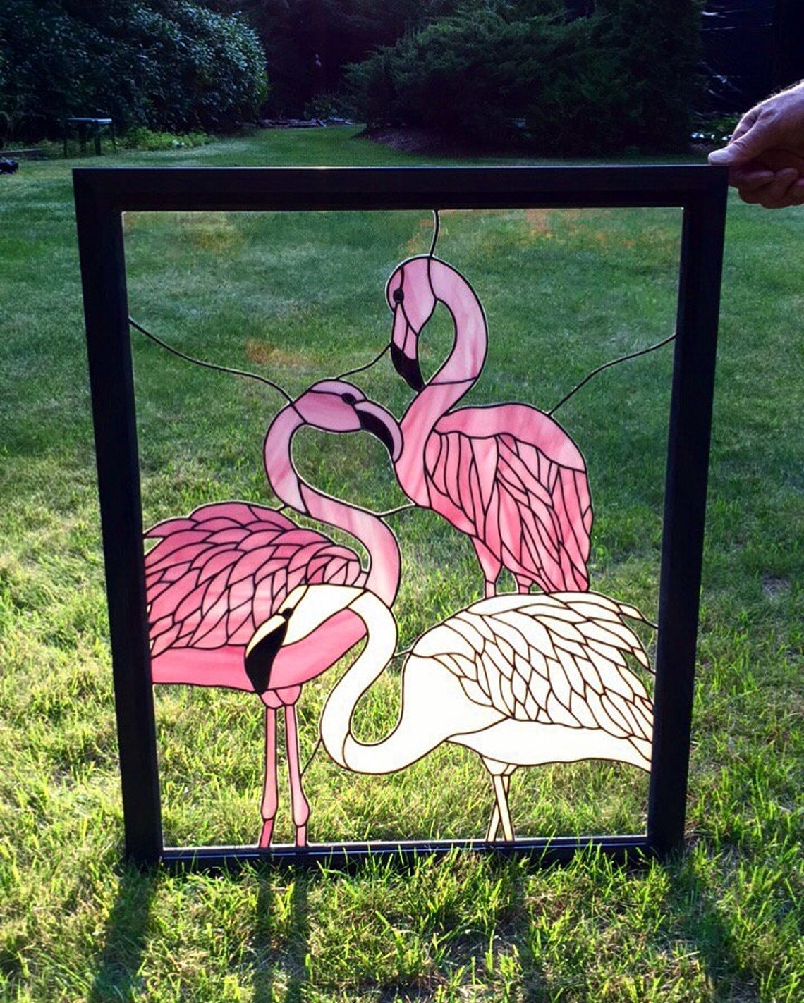 Stained Glass Flamingo Window Panel - Etsy
