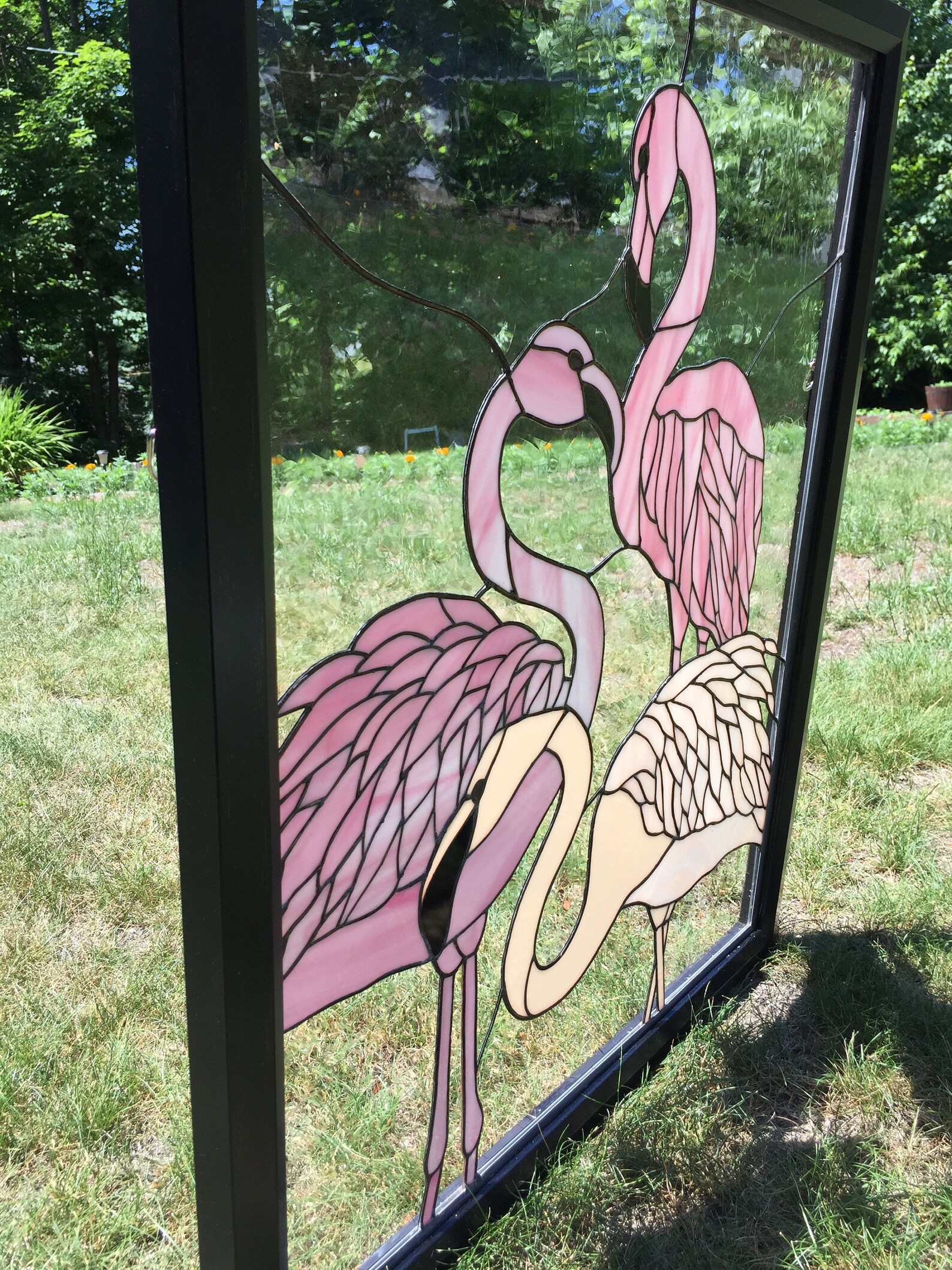 Stained Glass Flamingo Window Panel - Etsy