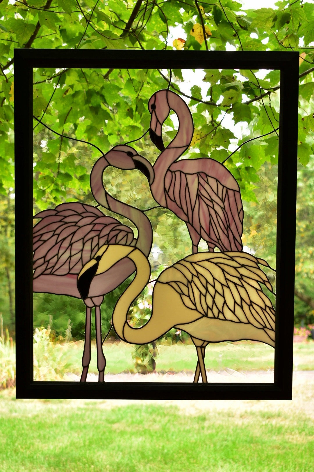 Stained Glass Flamingo Window Panel - Etsy