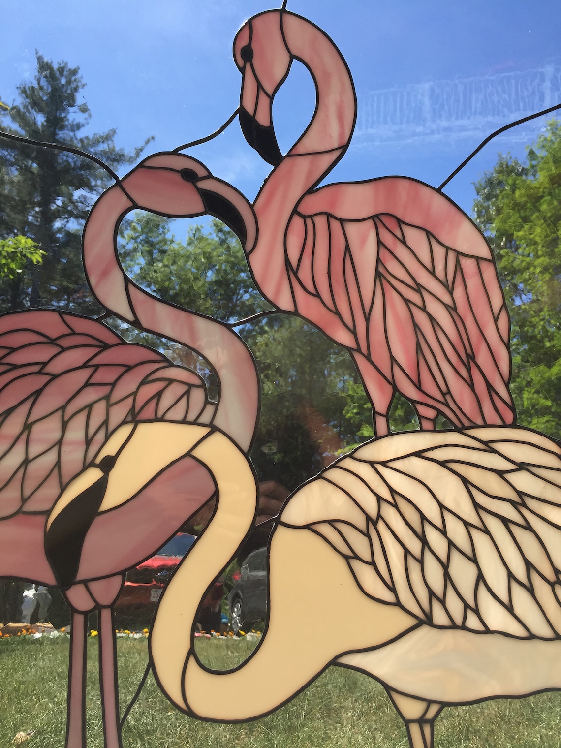 Stained Glass Flamingo Window Panel - Etsy