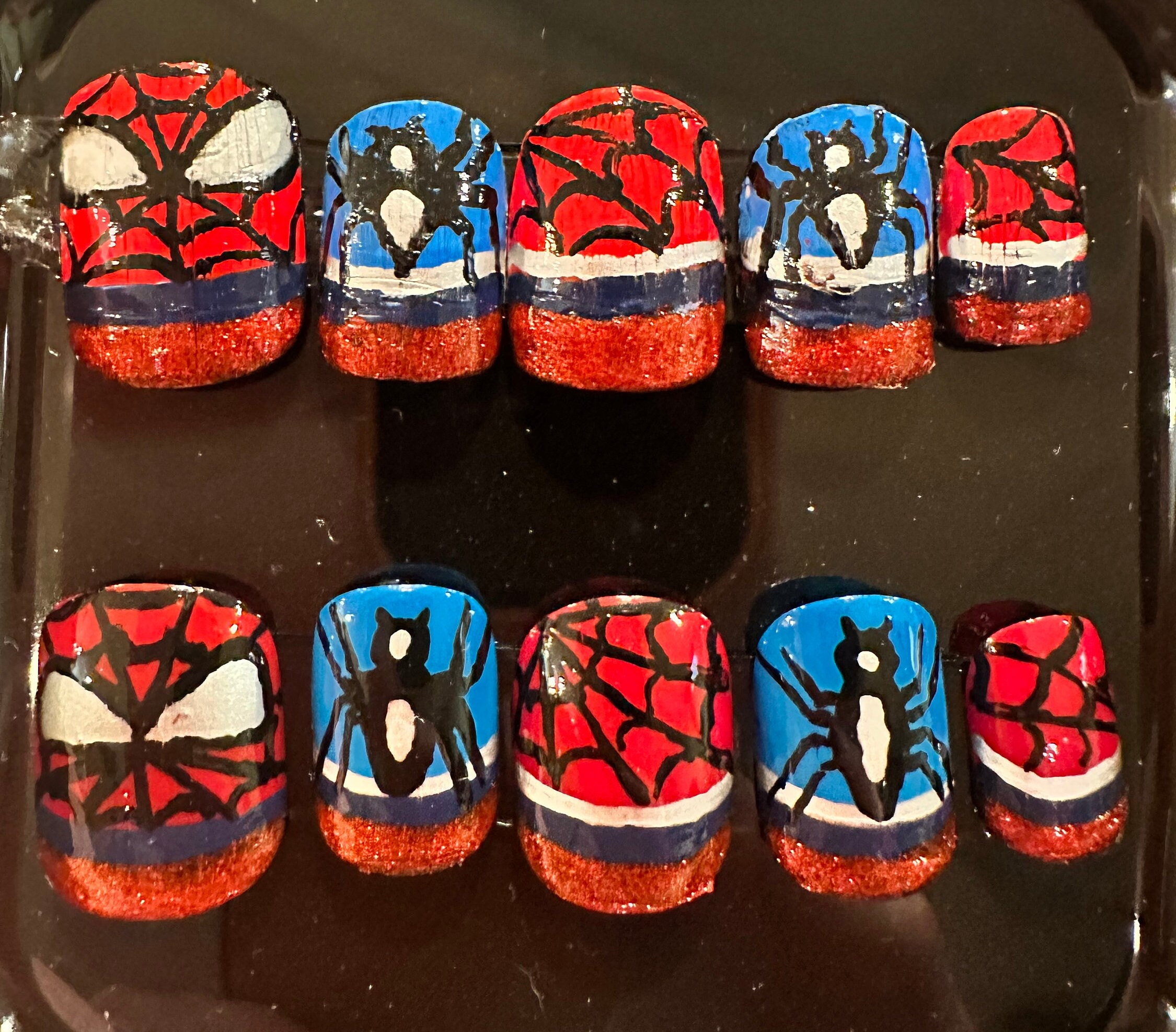 Spider-man Acrylic Nails - Etsy