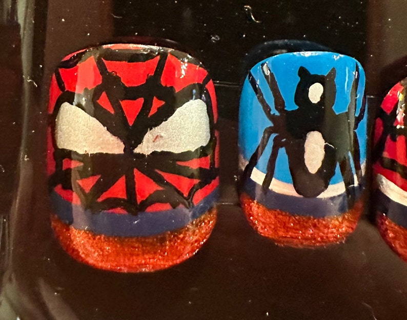 Spider-man Acrylic Nails - Etsy