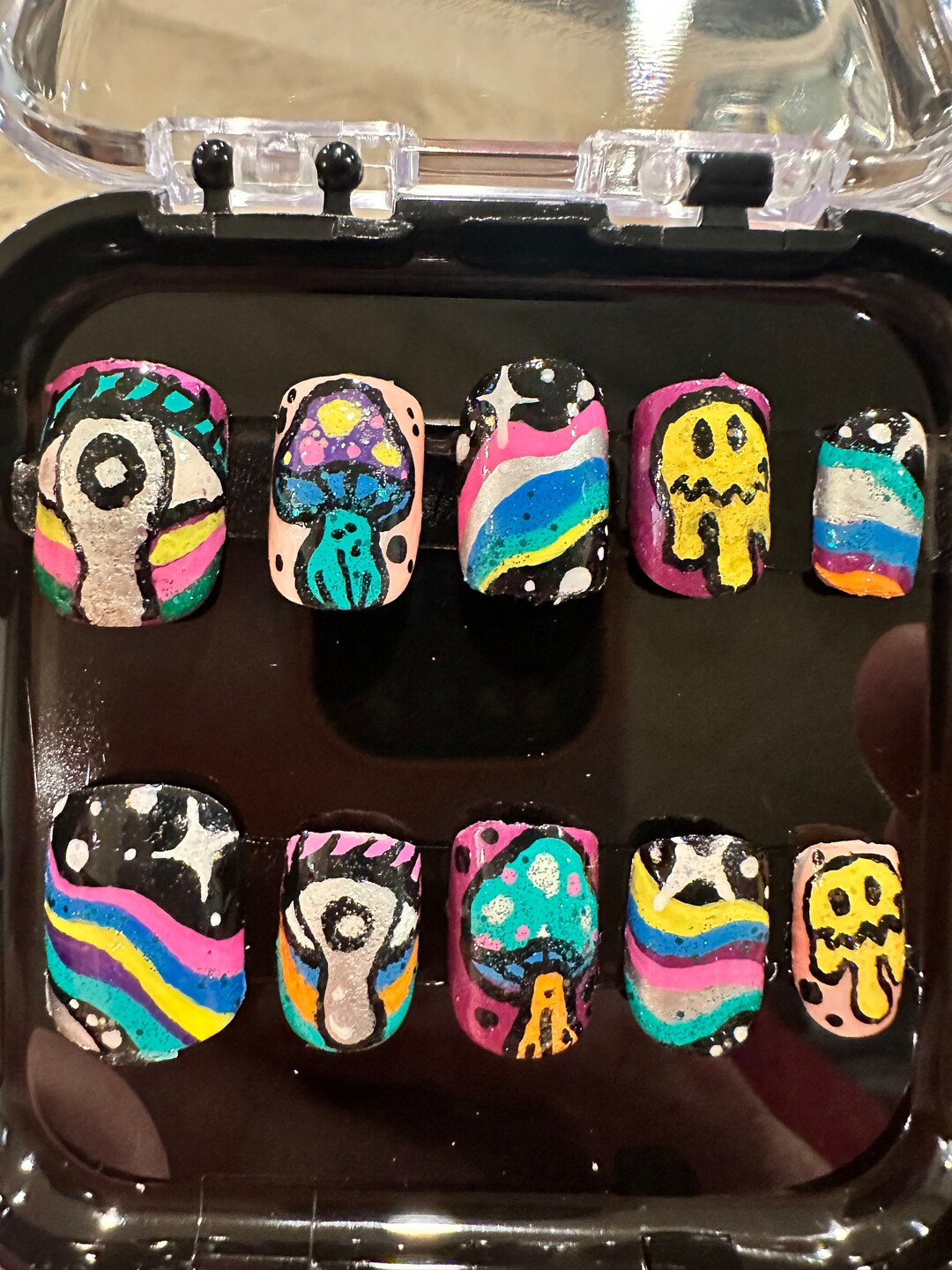 Psychedelic Acrylic Nails - Etsy