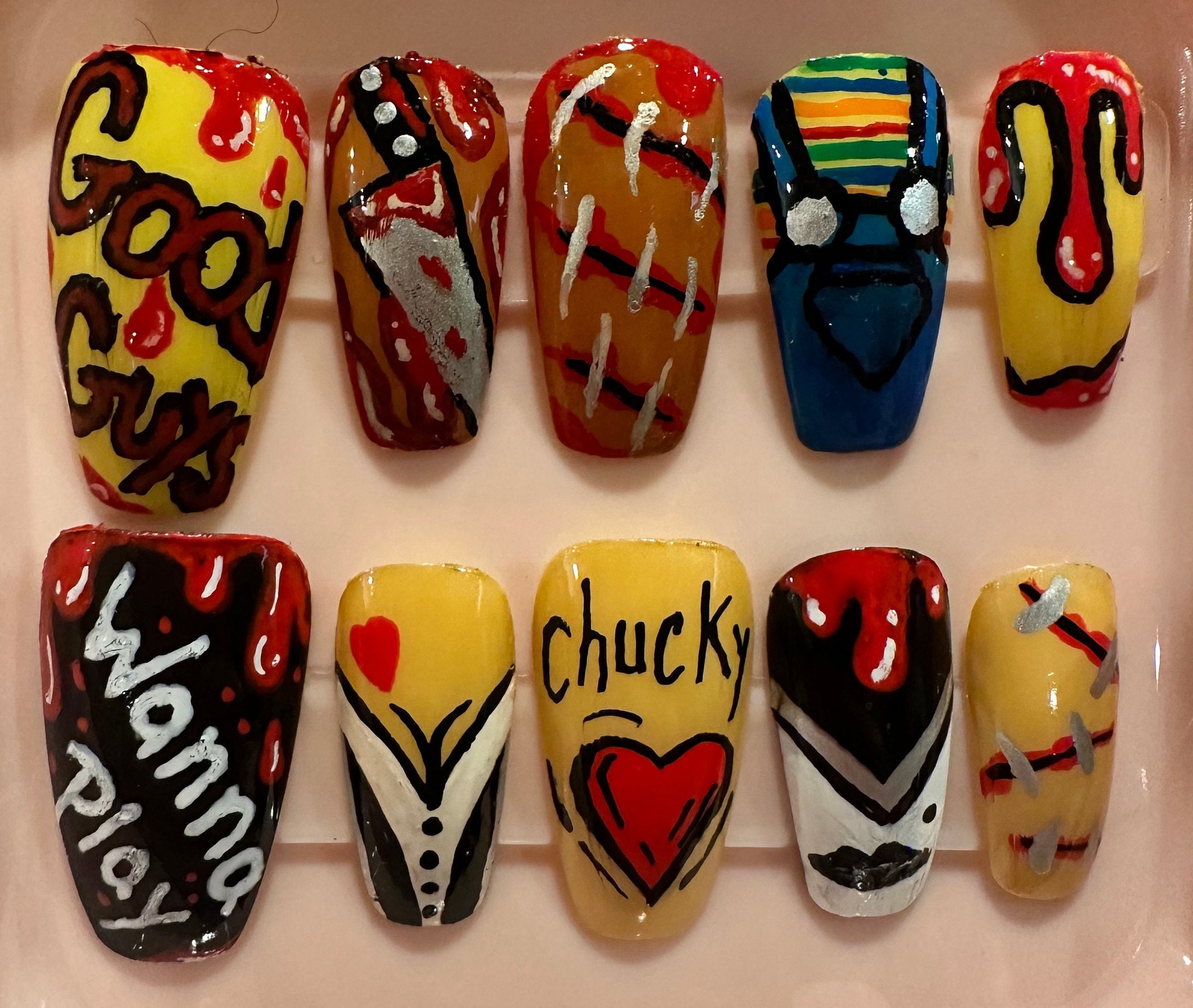 Chucky / Bride of Chucky Acrylic Nails - Etsy