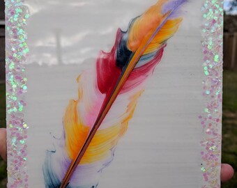 Feather painting | Etsy