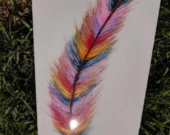 Feather painting | Etsy