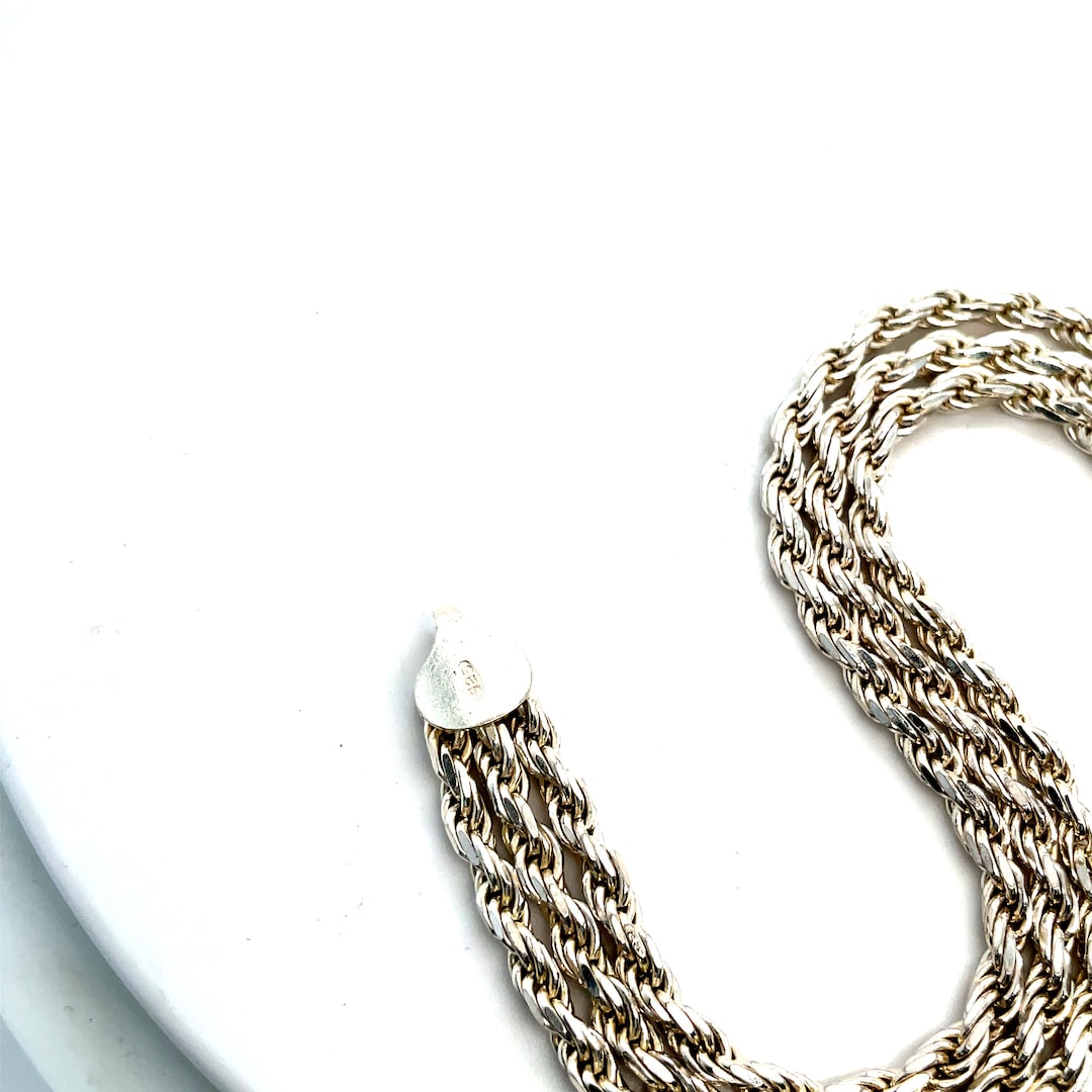 Sterling Silver Triple Chain Bracelet - Etsy