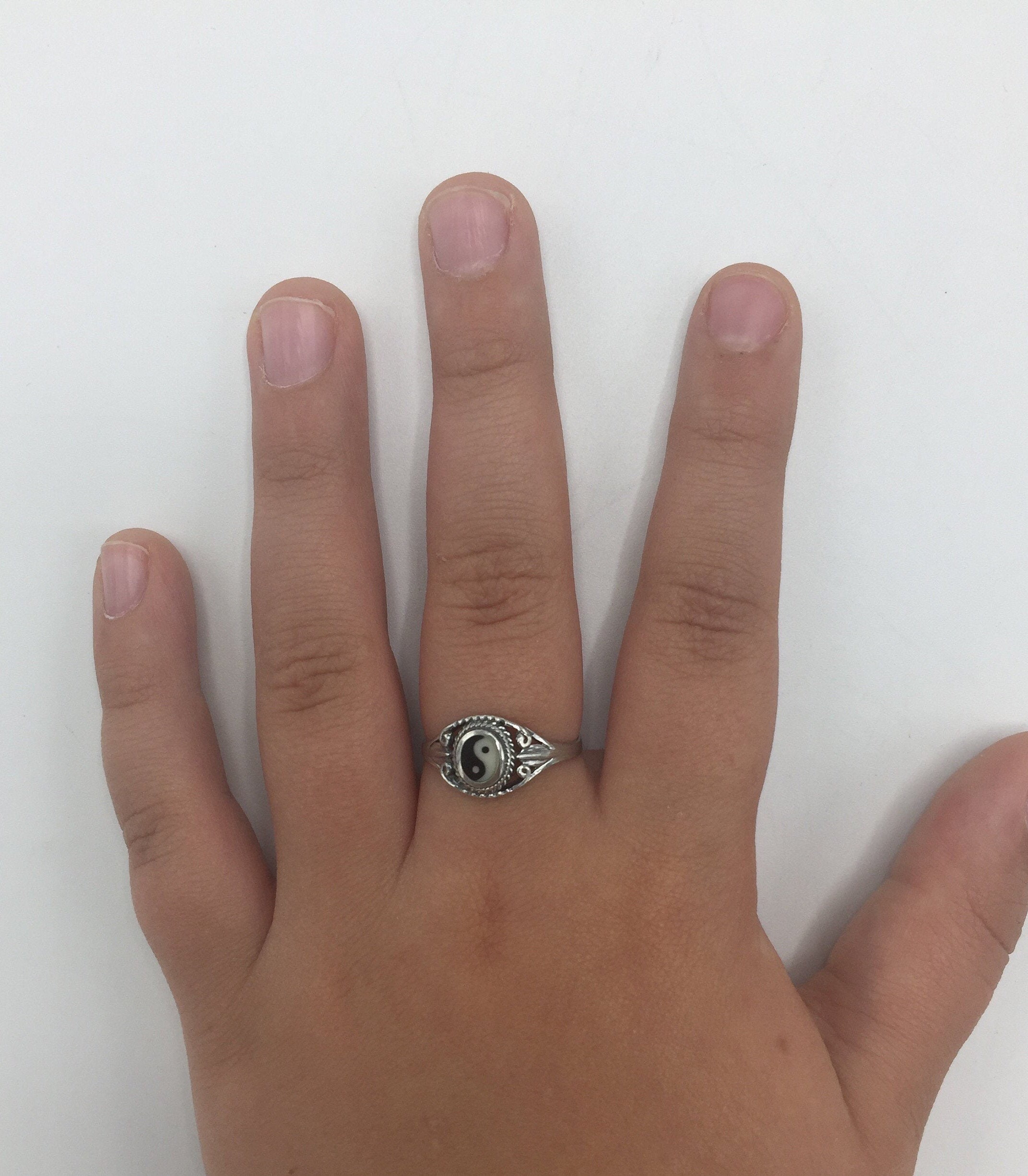 Oval Filigree Sterling Silver Yin Yang Ring .203 - Etsy