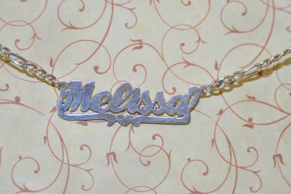 Sterling Silver "Melissa" Name Plate - Gem