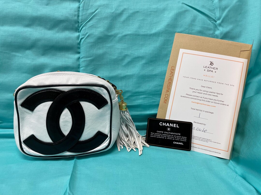 Vintage Chanel White Leather Camera Crossbody Bag - Etsy