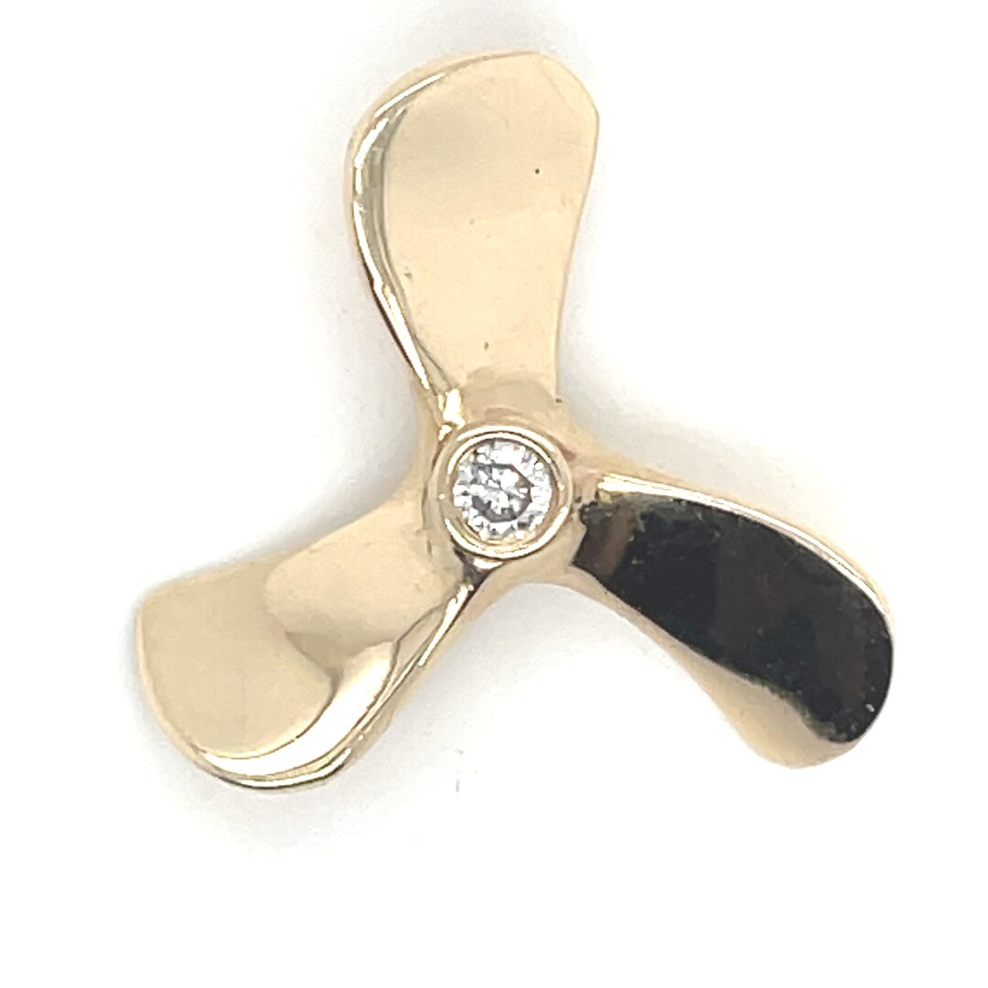 14K Yellow Gold and Diamond Propeller Pendant - Etsy