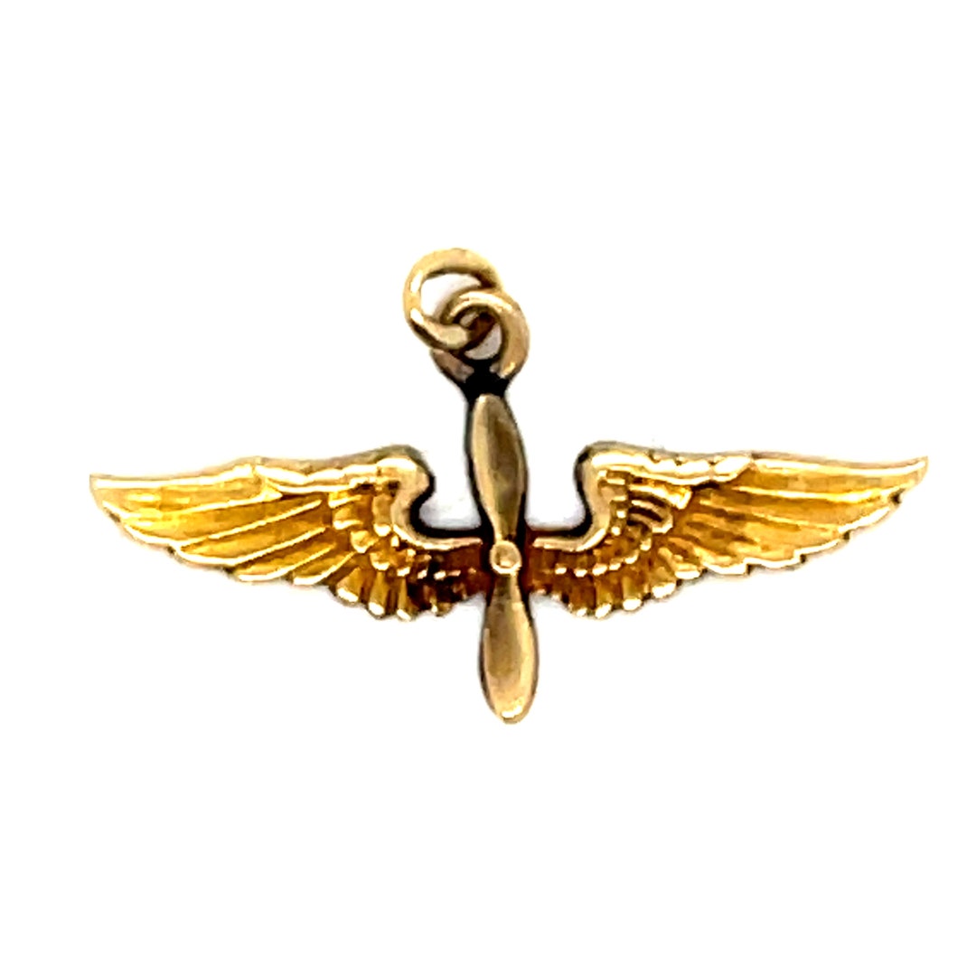 14K Yellow Gold US Air Force Officer Wings Charm - Etsy