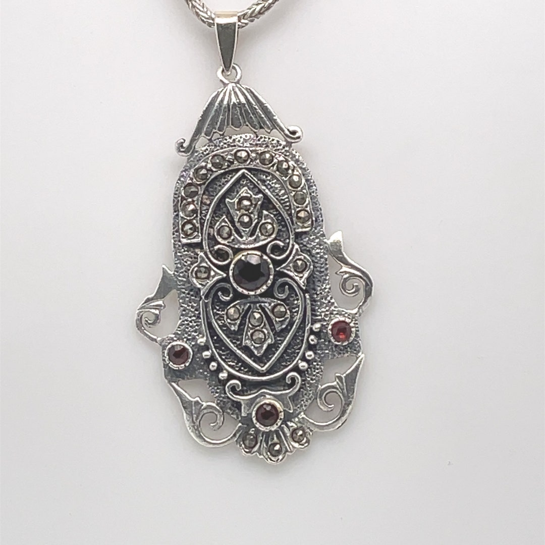 Vintage Sterling Silver Medallion With Ruby and Chain - Etsy