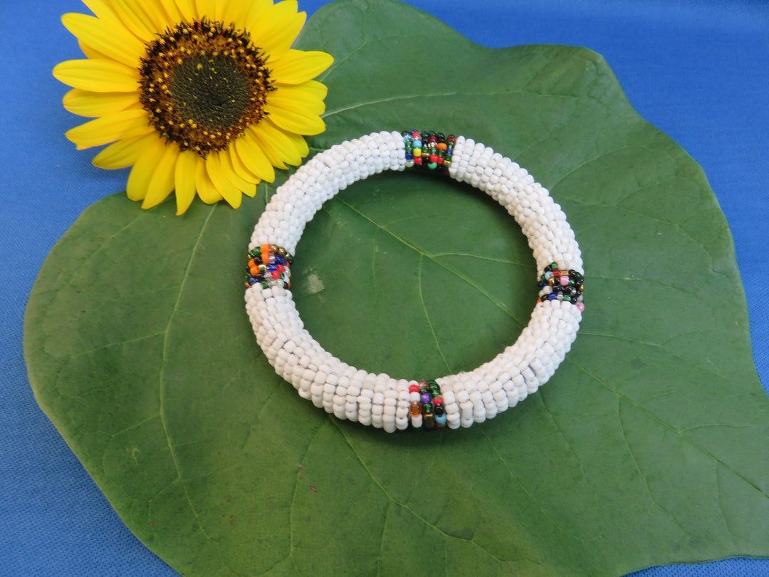 Kenya Hand Crafted African Ethnic Jewelry MAASAI Beaded Bangle BRACELET ...