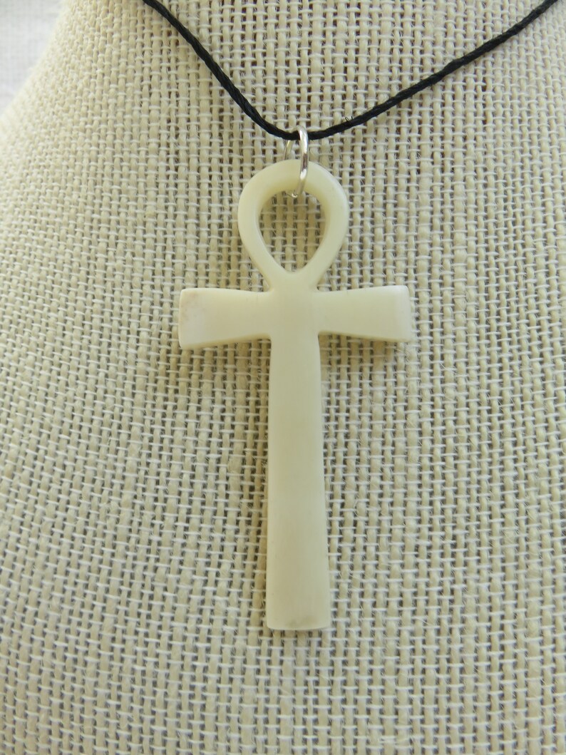 African Art Ethnic Jewelry Shona Stone Carving Polished Cow Bone ankh ...