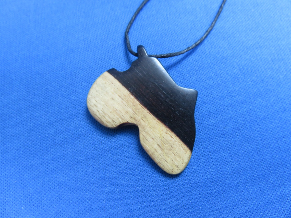 African Art Ethnic Jewelry Shona Carving EBONY africa Map Pendant ...