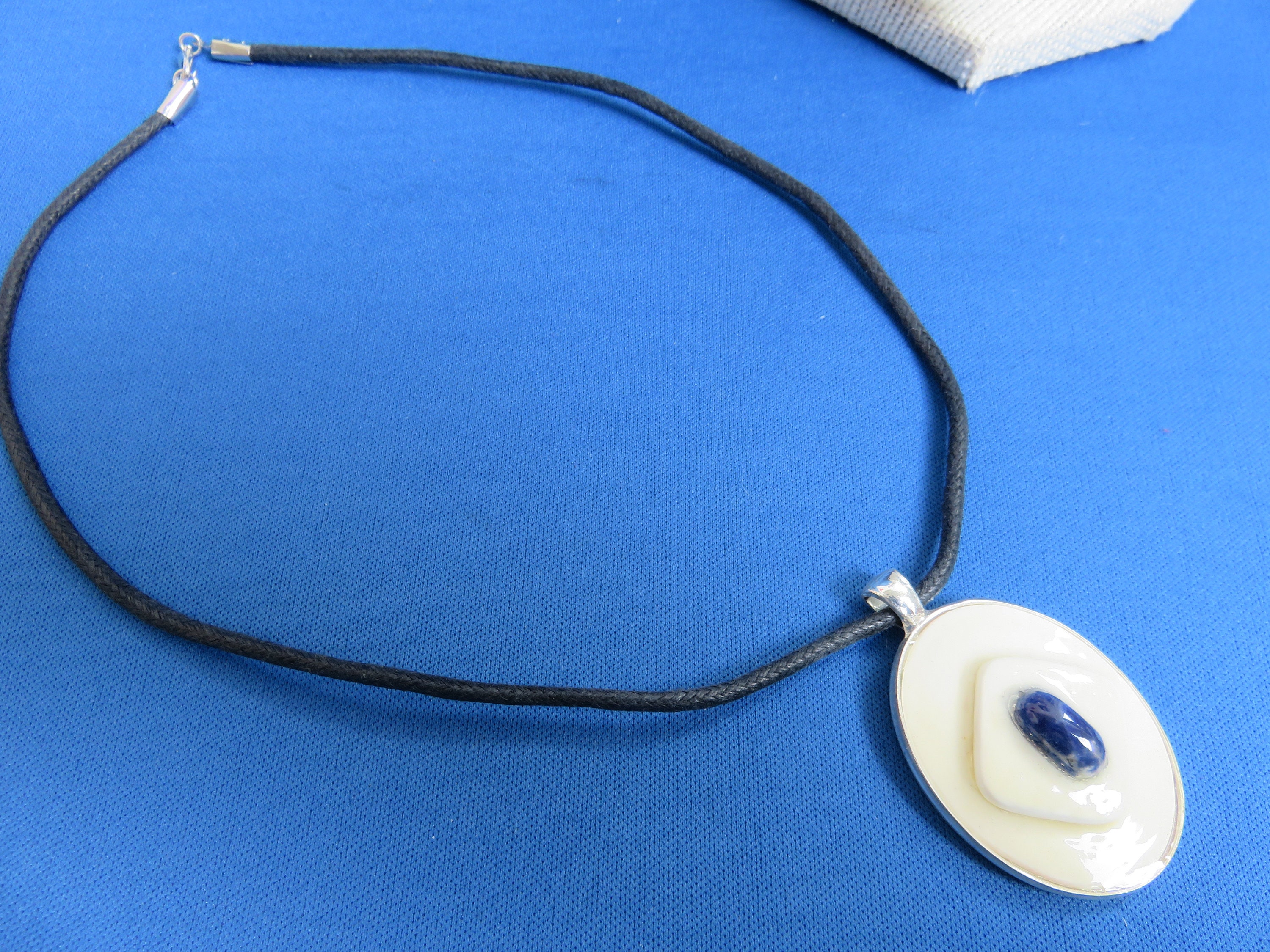 African Ethnic Jewelry 2 LAYERS Ostrich Egg With Blue Soladite Gemstone ...