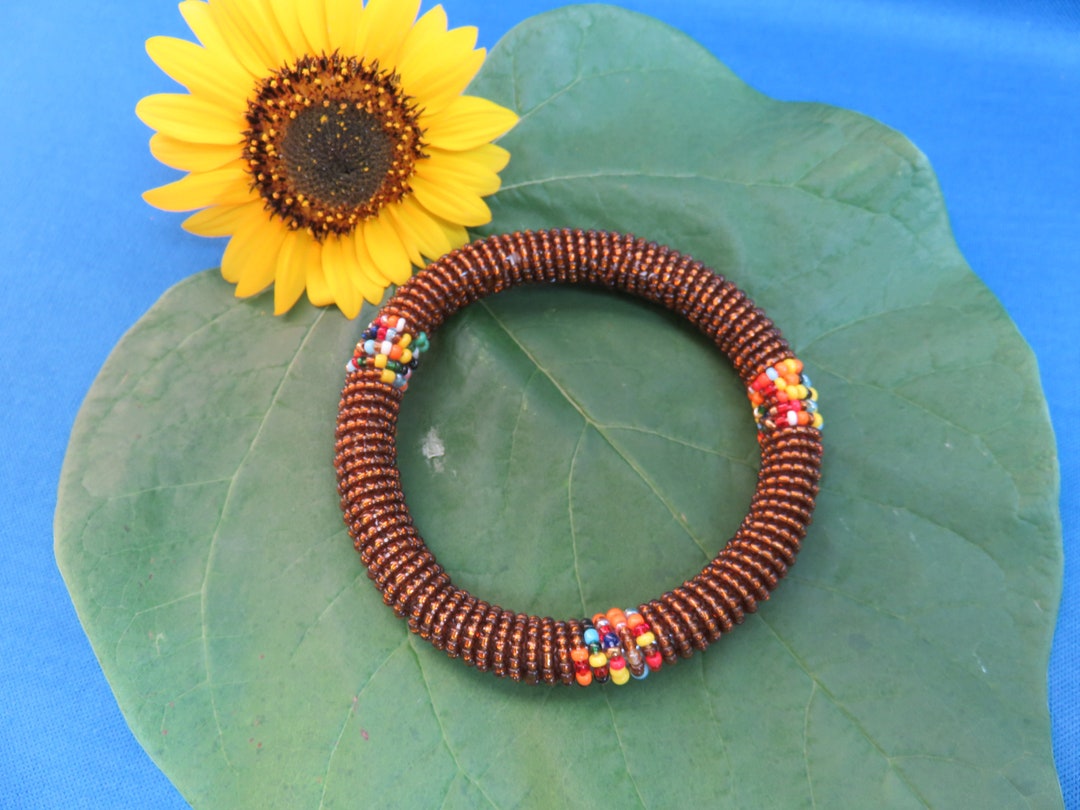 Kenya Hand Crafted African Ethnic Jewelry MAASAI Beaded Bangle BRACELET ...