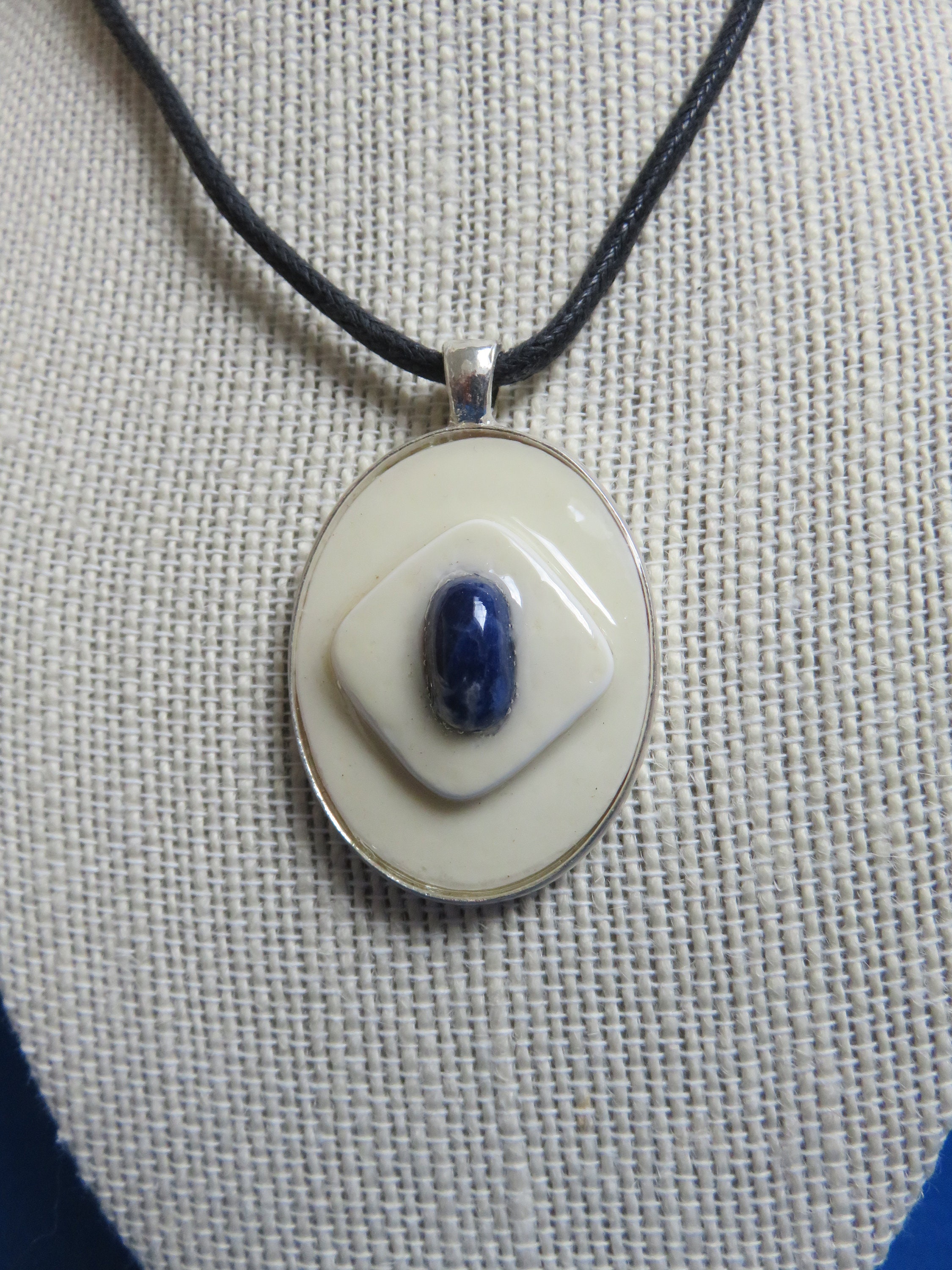 African Ethnic Jewelry 2 LAYERS Ostrich Egg With Blue Soladite Gemstone ...