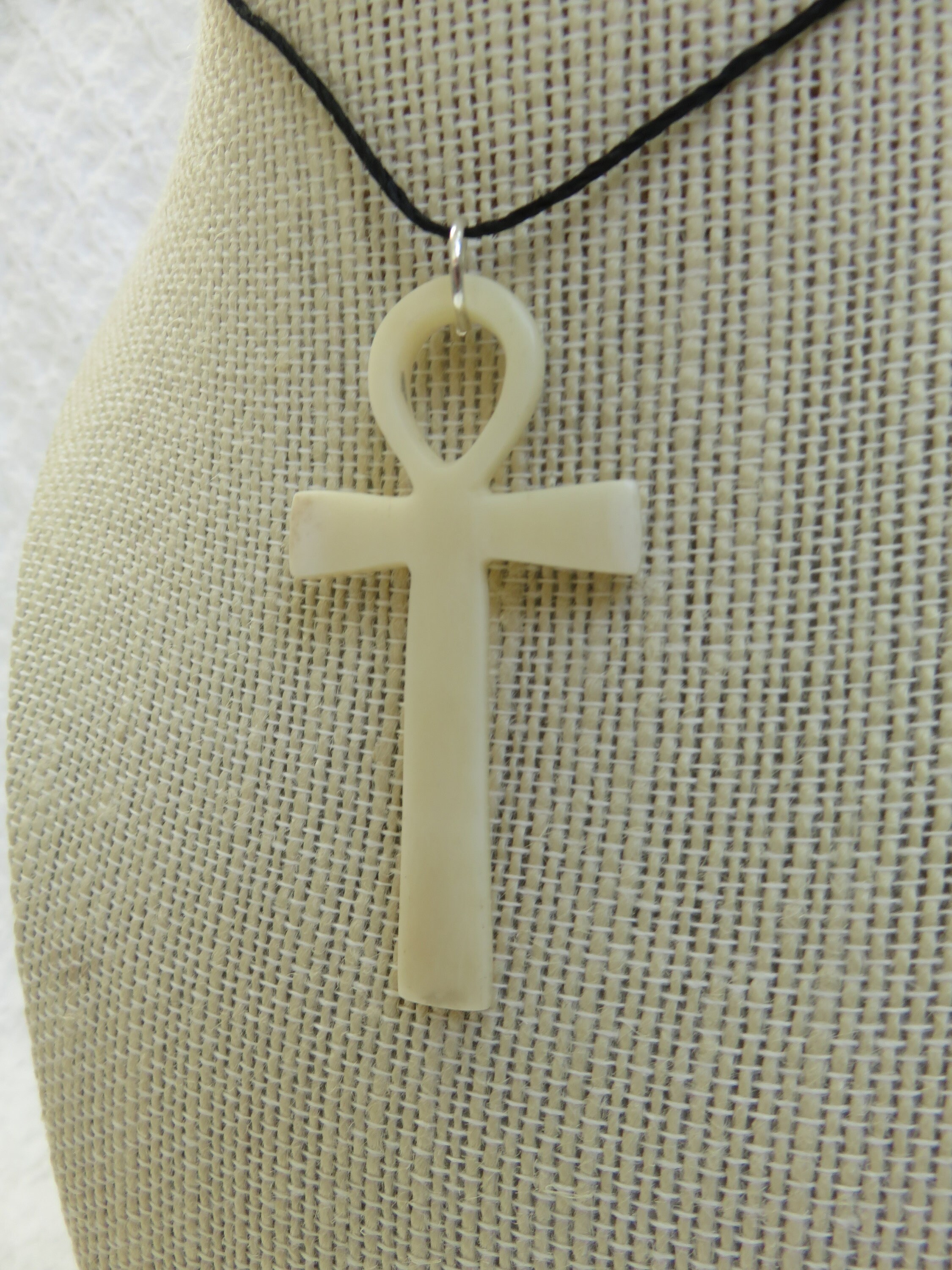 African Art Ethnic Jewelry Shona Stone Carving Polished Cow Bone ankh ...