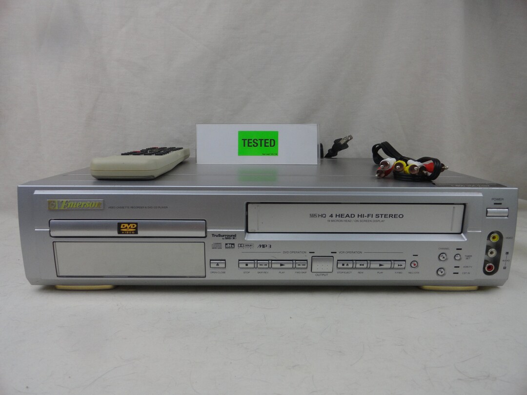 Emerson EWD2202 DVD VCR Dual Double Deck Combo With Remote and Cable - Etsy