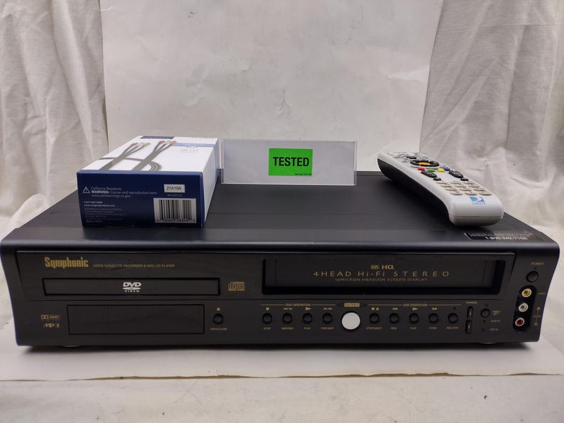 Symphonic WF802 DVD VCR Dual Double Deck Combo With Remote, Cable and ...