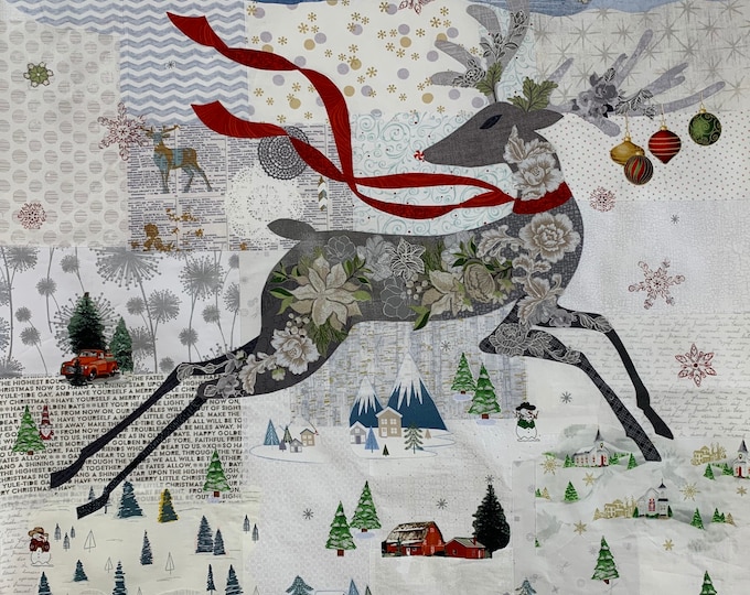 Peppermint reindeer Collage Quilt Pattern - Etsy