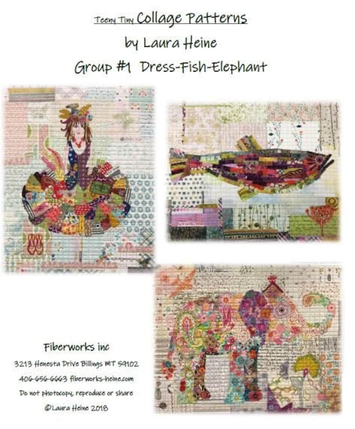 Teeny Tiny Collage Patterns Group 1 Dress-fish-elephant by Laura Heine ...