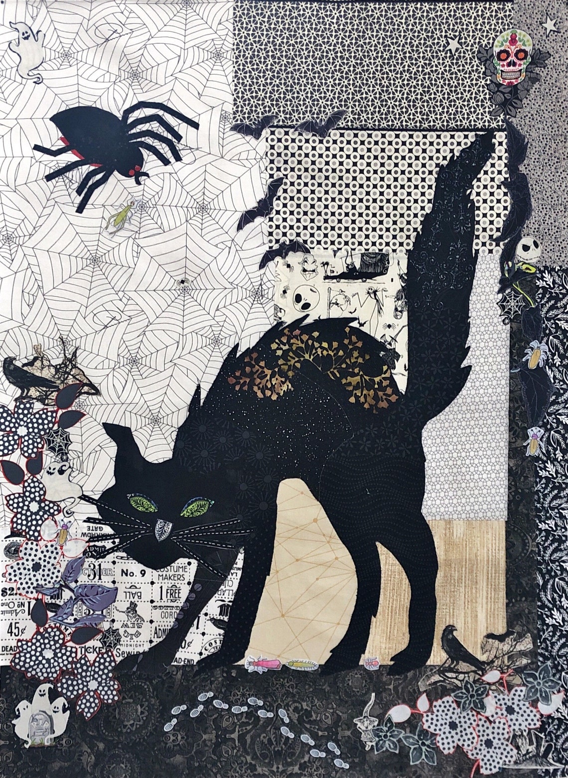Black Cat Collage Kit by Doris Rice, Certified Collage Quilt Instructor ...