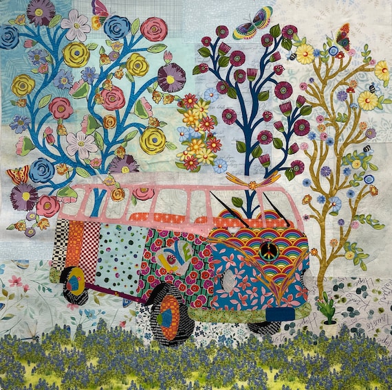Love Bus Collage Quilt Kit by Doris Rice Certified Laura | Etsy