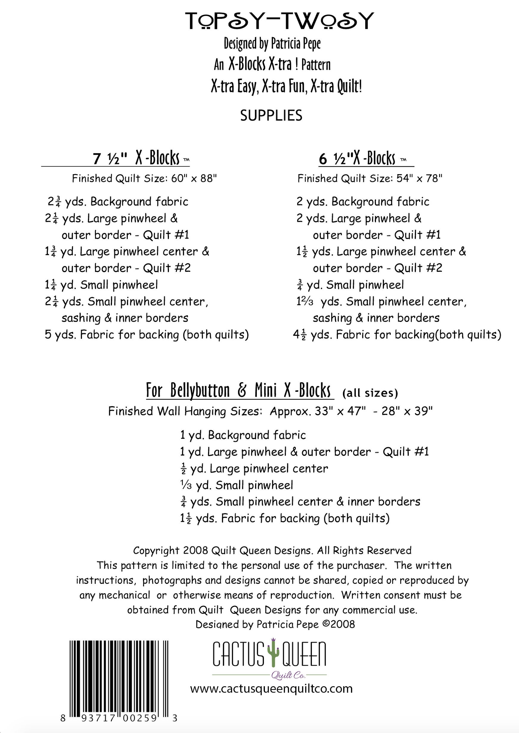 Topsy Twosy X-blocks Quilt Pattern - Etsy