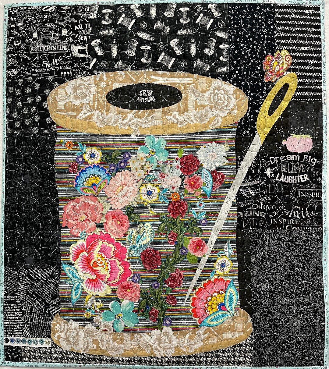 Spool of Flowers Collage Quilt Kit by Doris Rice, Certified Collage ...