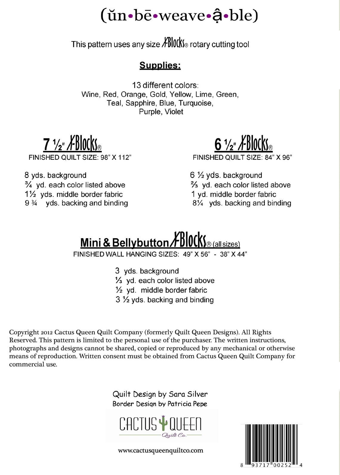 Unbeweavable X-blocks Quilt Pattern - Etsy