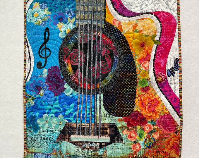 Guitar Collage Quilt Kit by Doris Rice, Certified Collage Quilt ...