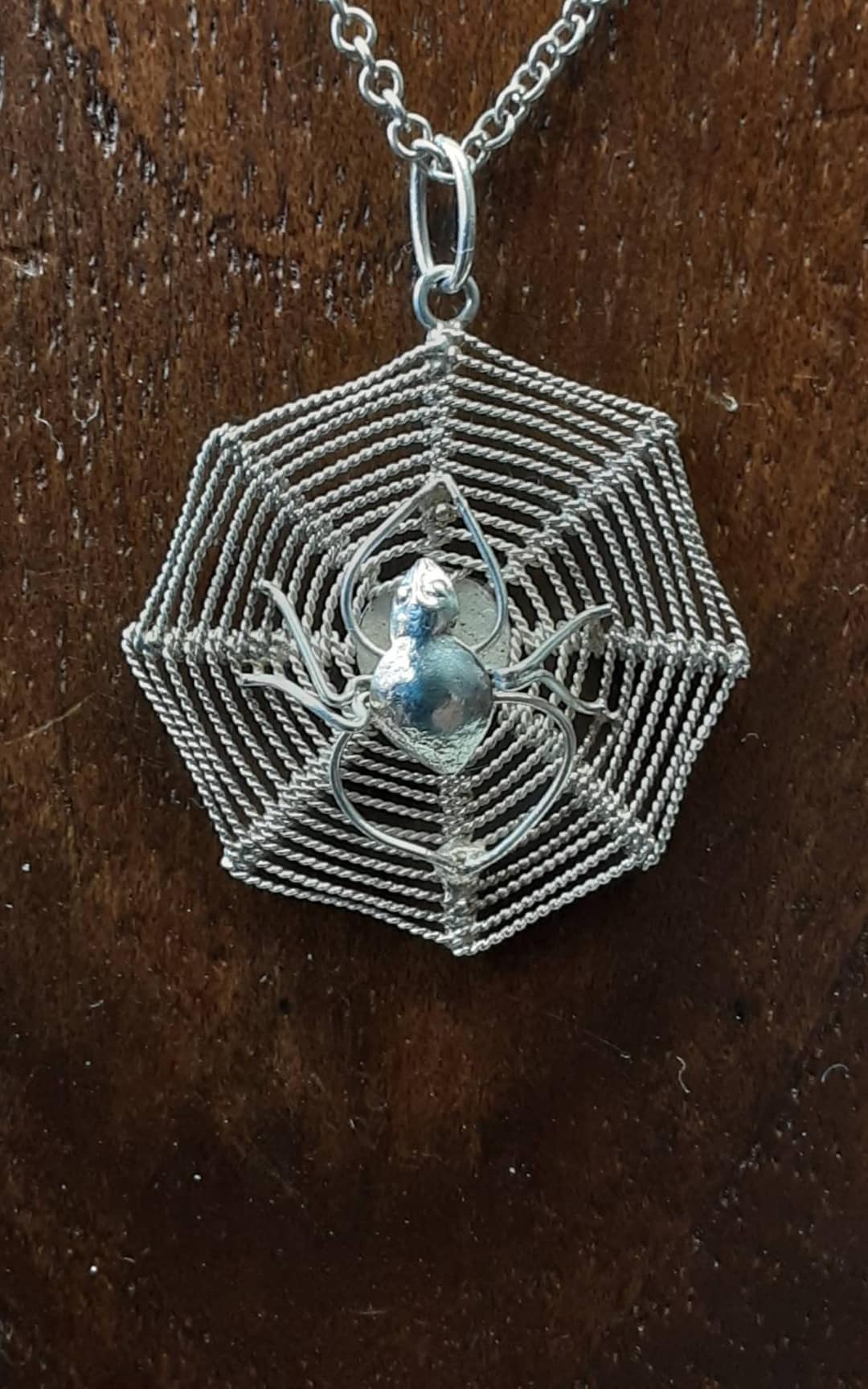 Superb Vintage Sterling Silver Filigree Spider and Web Pendant. - Etsy